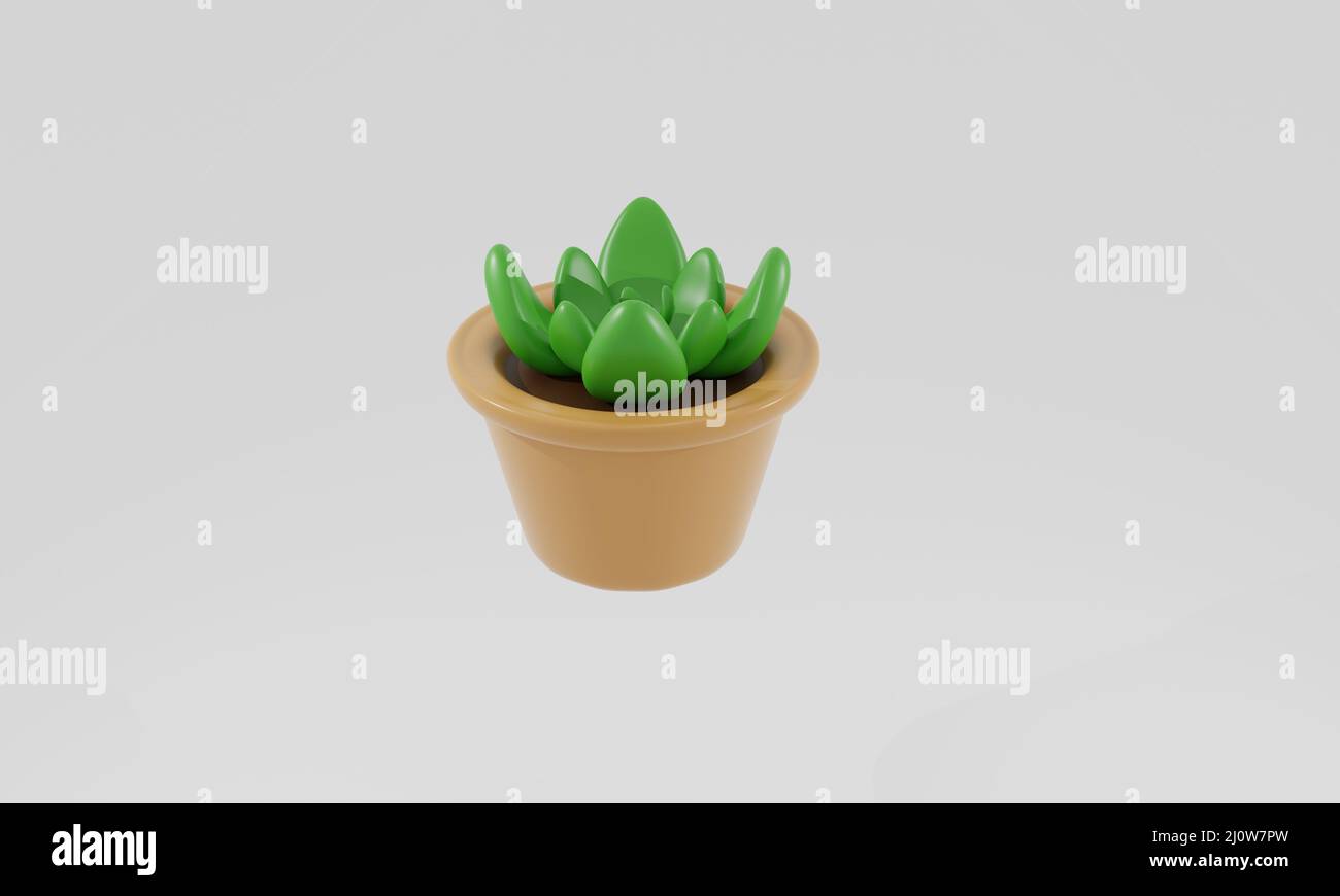 3d rendering. succulent in a flower pot. A houseplant. 3d illustration ...