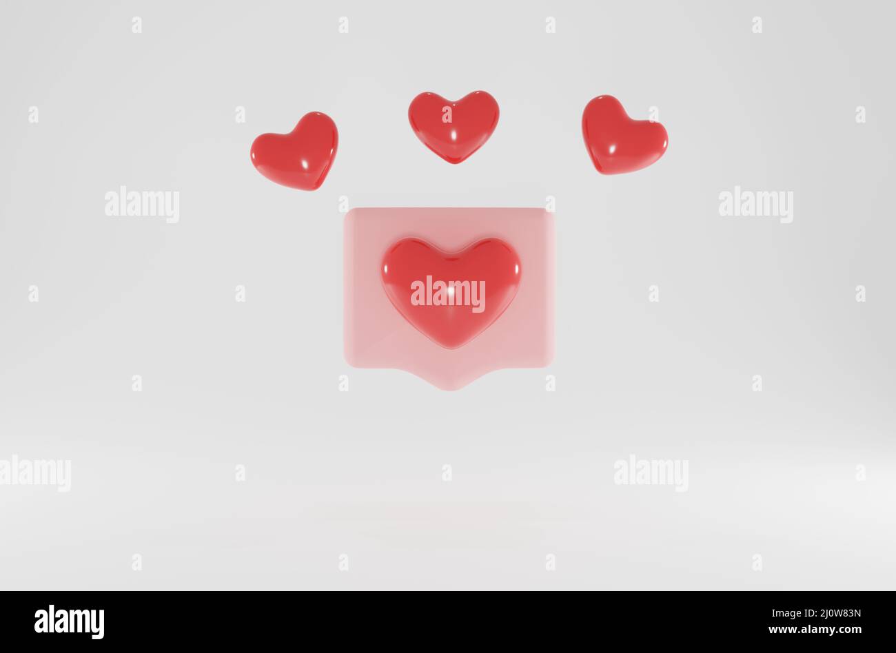 3D pink icon with hearts. like in social networks. love message. 3d ...