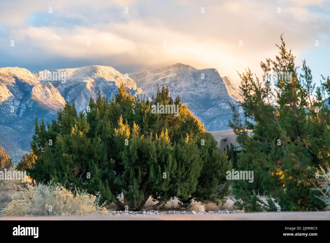 Snow-Capped Sandia Mountains in New Mexico are Bathed in Late Afternoon ...