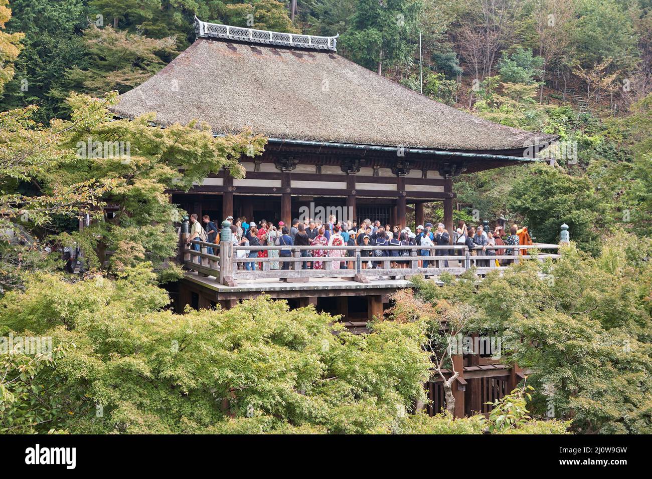 The wooden stage in the main hall of Kiyomizu-dera temple. Kyoto. Japan ...