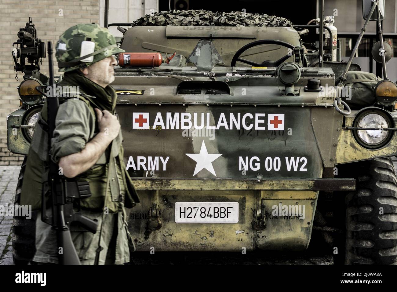 Old military vehicle, it is an ambulance truck GAMA GOAT model M792 ...