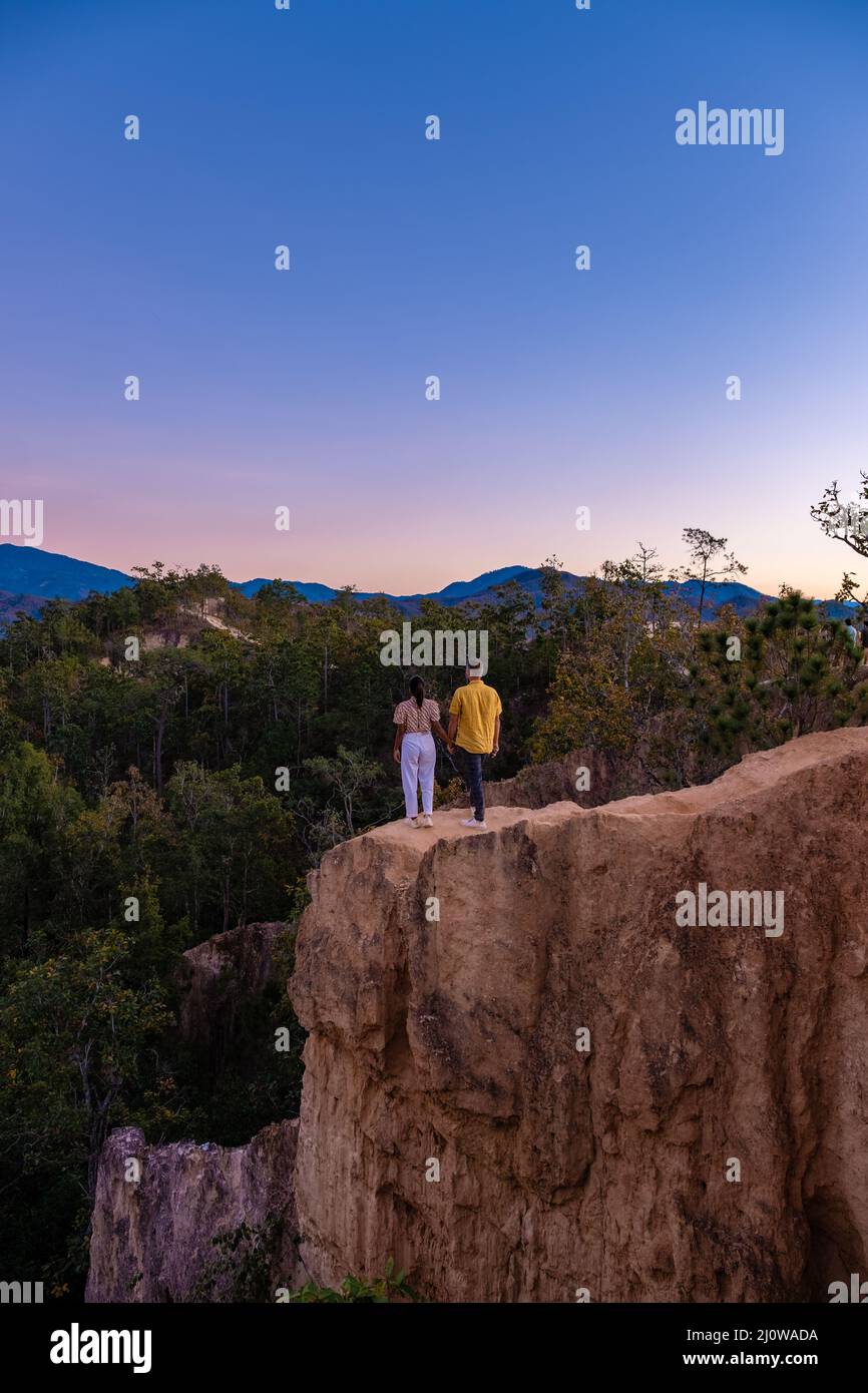 Pai Canyon during sunset in Pai Mae Hong Son Northern Thailand,Tourists ...