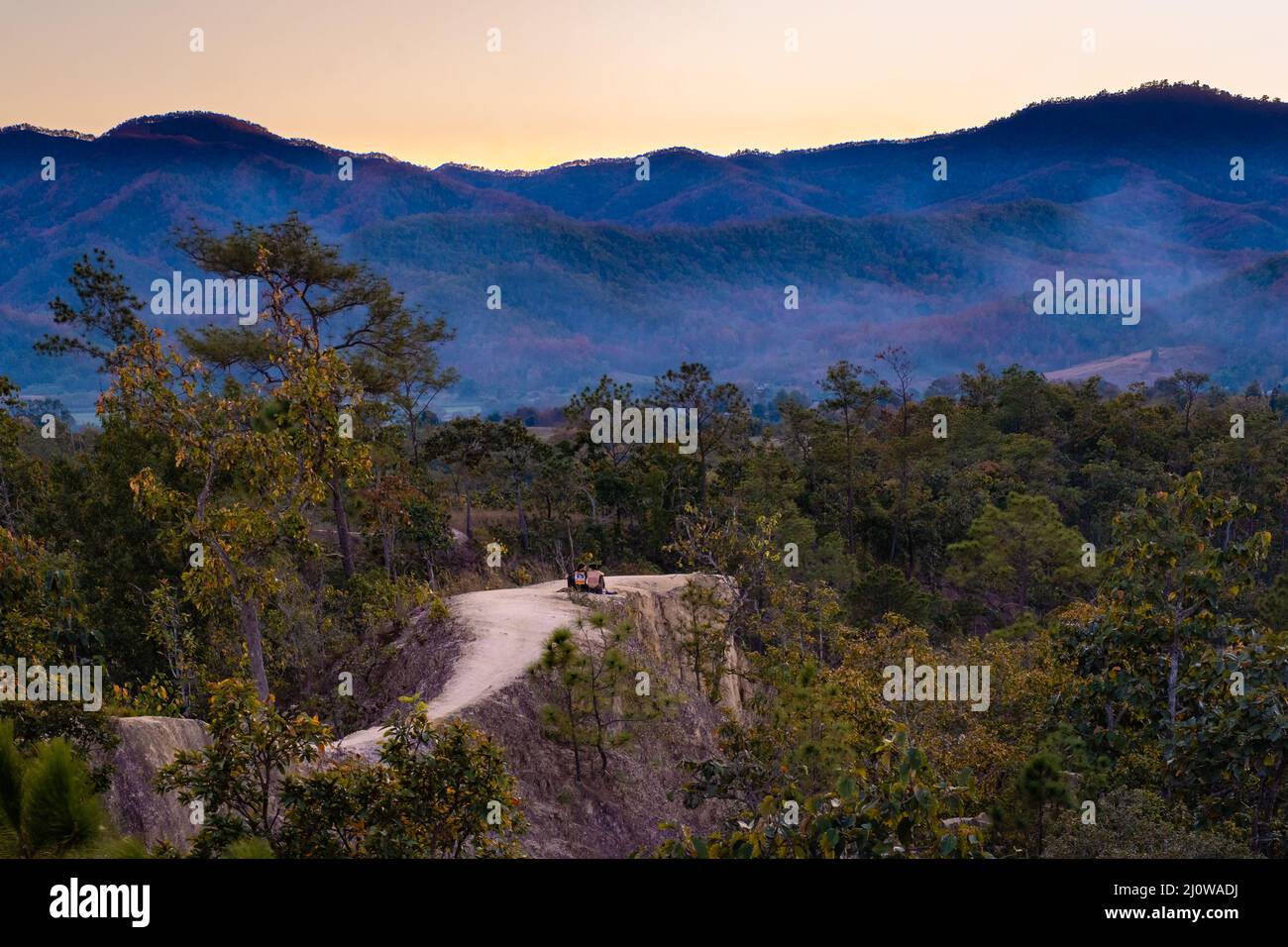 Pai Canyon during sunset in Pai Mae Hong Son Northern Thailand,Tourists ...