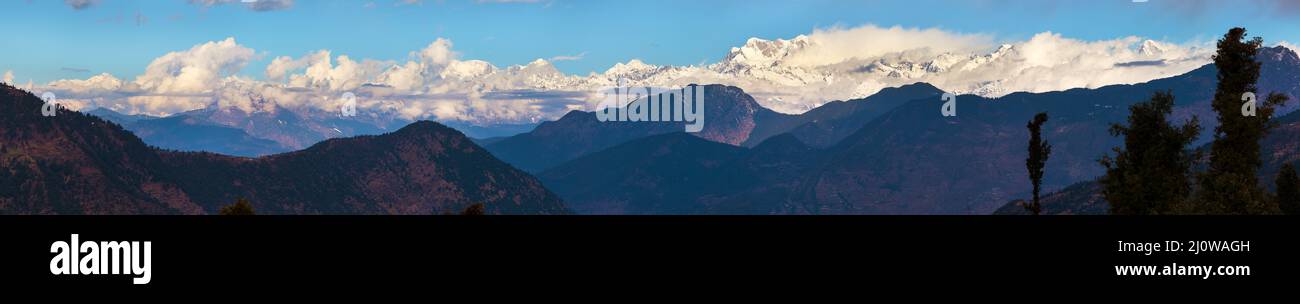 Mount Chaukhamba evening view, Himalaya, Indian Himalayas, great Himalayan range, mountain ...