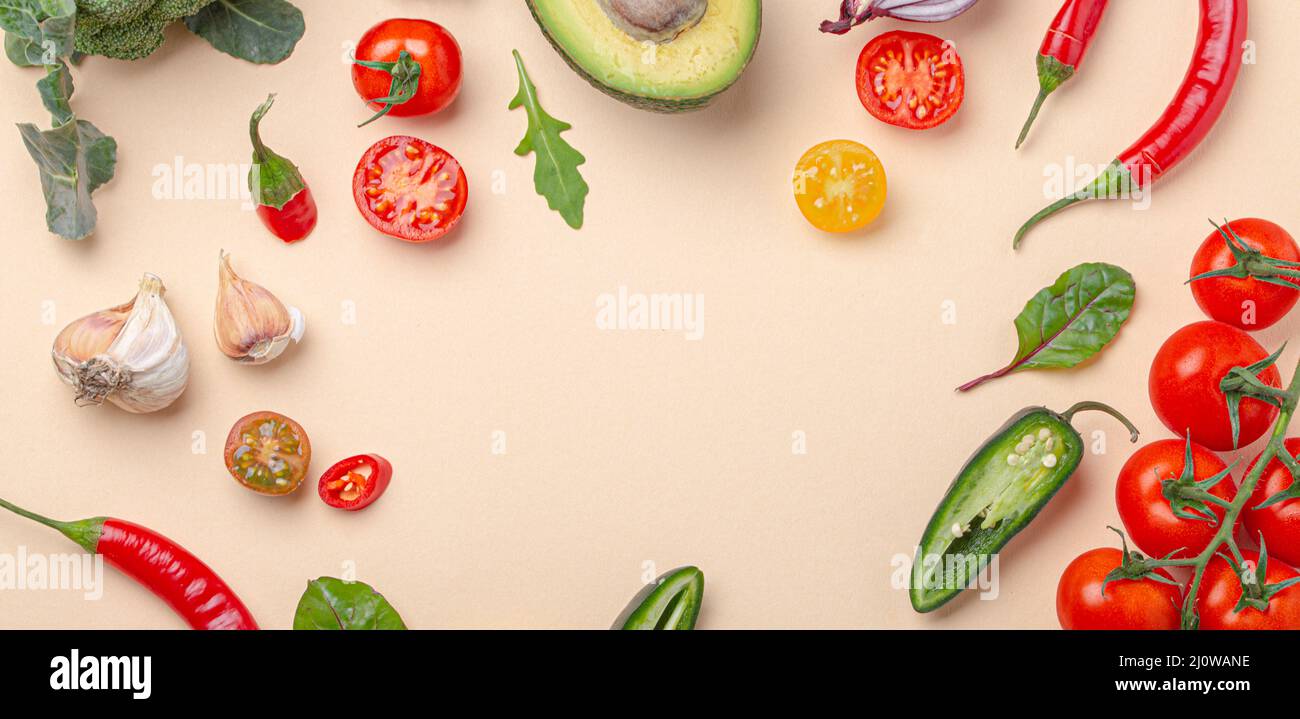 Creative cooking healthy organic food concept background made of ...