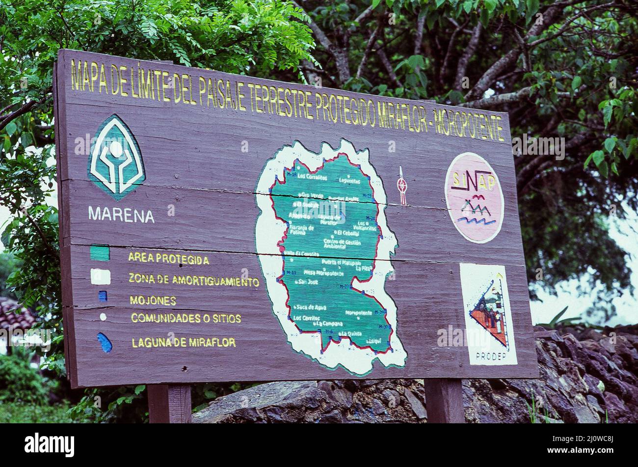 A sign in the Miraflor Natural Reserve, in northern Nicaragua, shows a ...