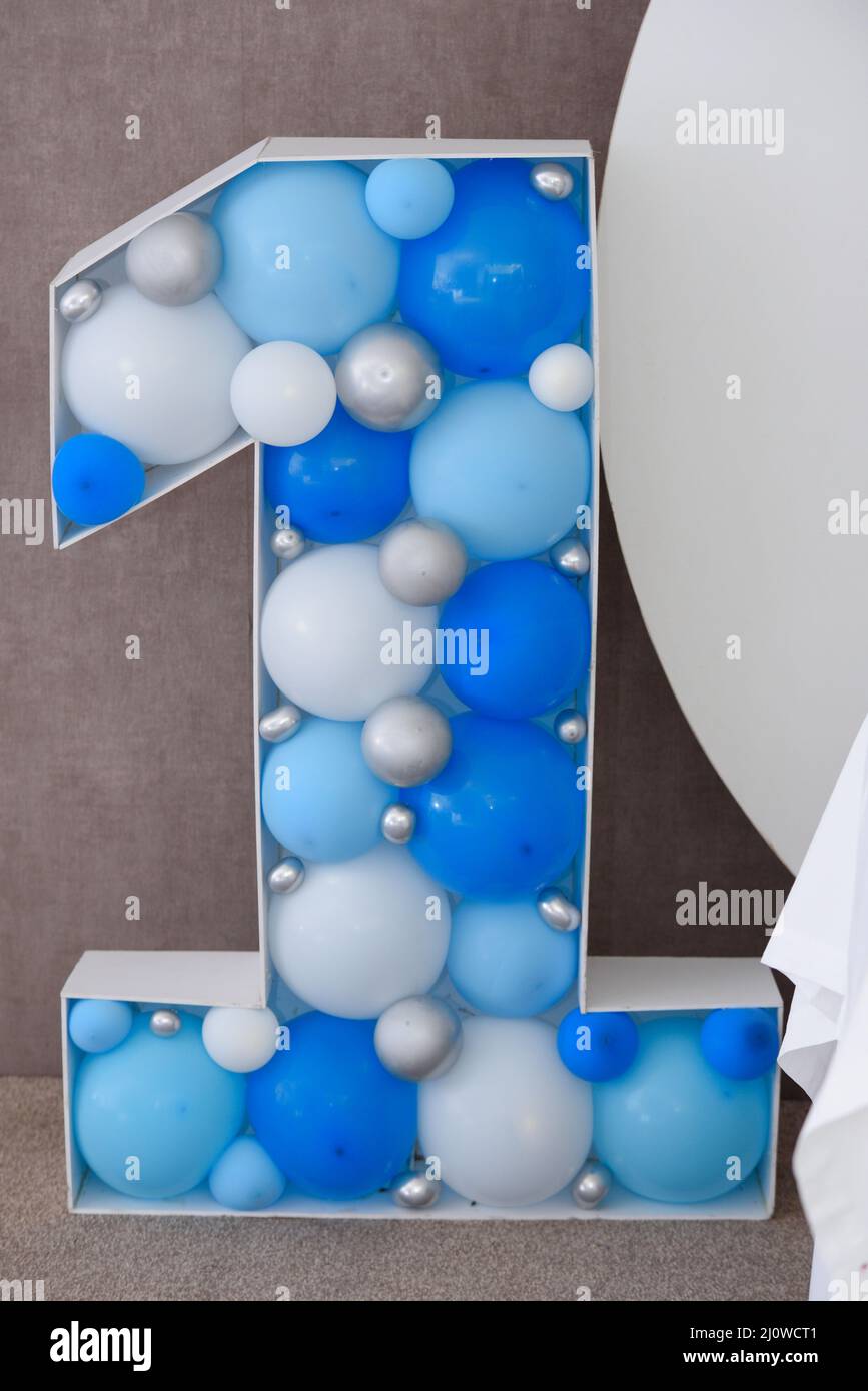 Closeup of balloon number 1 mosaic in a party Stock Photo - Alamy