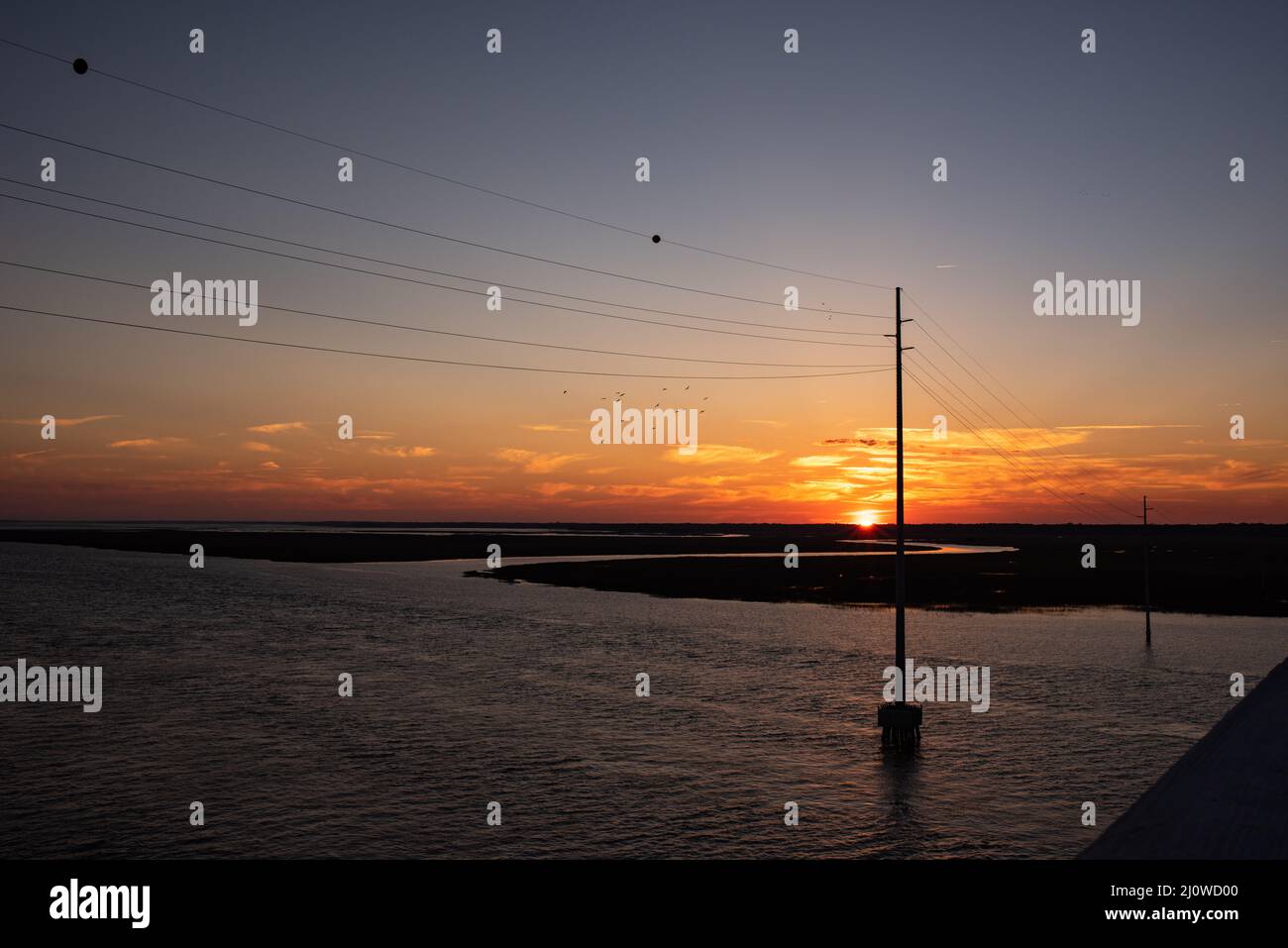 Sunset over St. Helena Island from the new Harbor Island Bridge Stock ...