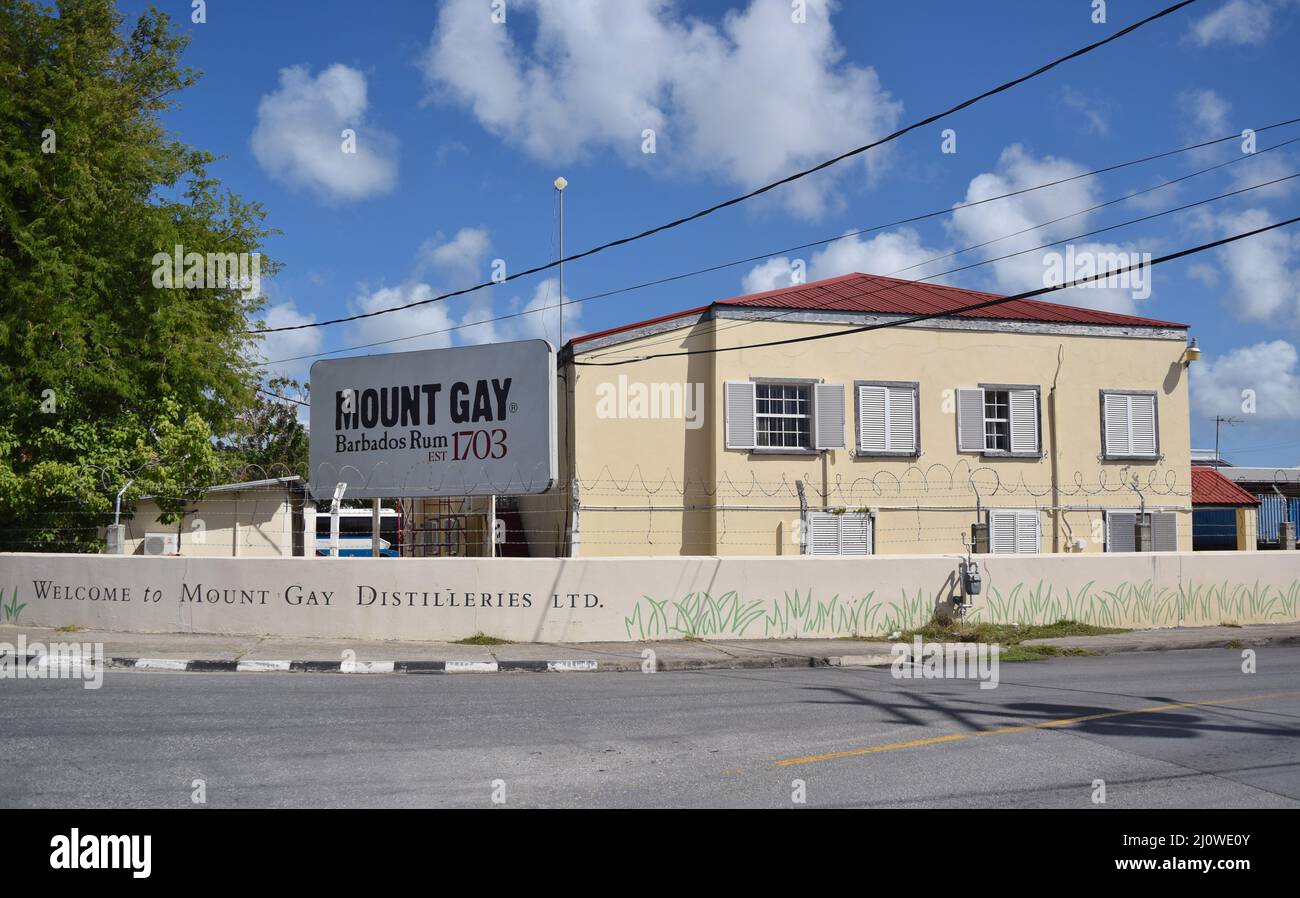 Mount Gay Barbados Rum factory building and sign Stock Photo - Alamy