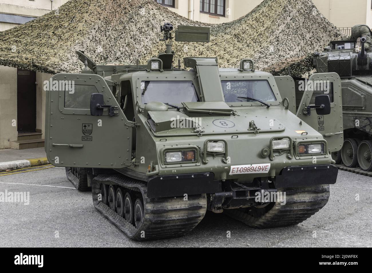 Armored caterpillar transport vehicle of the army Stock Photo - Alamy