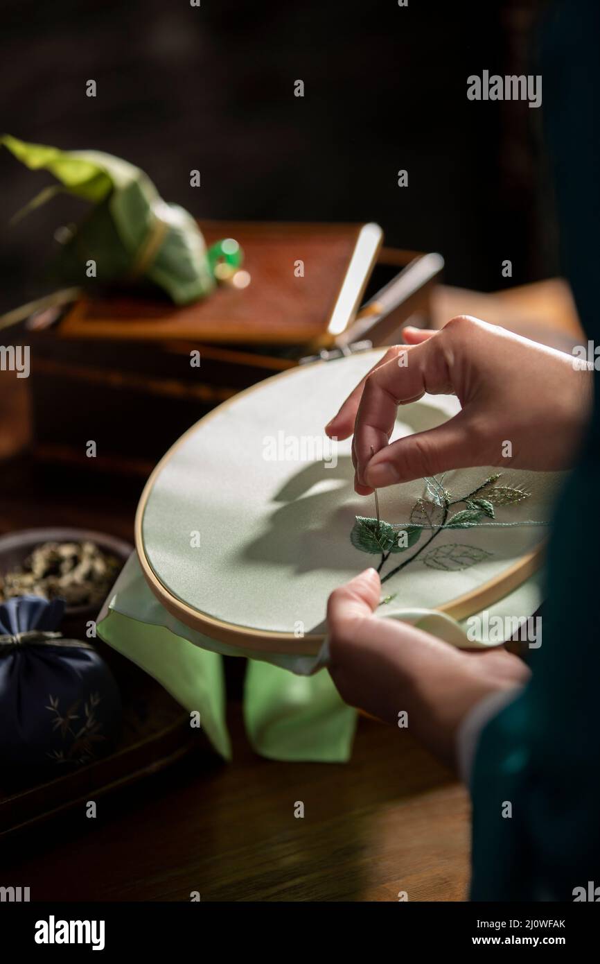 Traditional Chinese handicraft, Embroidery Stock Photo - Alamy
