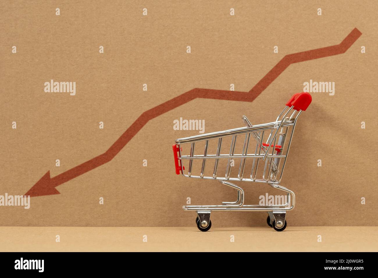 Empty grocery cart with the indicator of a falling economy Stock Photo ... Empty grocery cart with the indicator of a falling economy Stock Photo ...