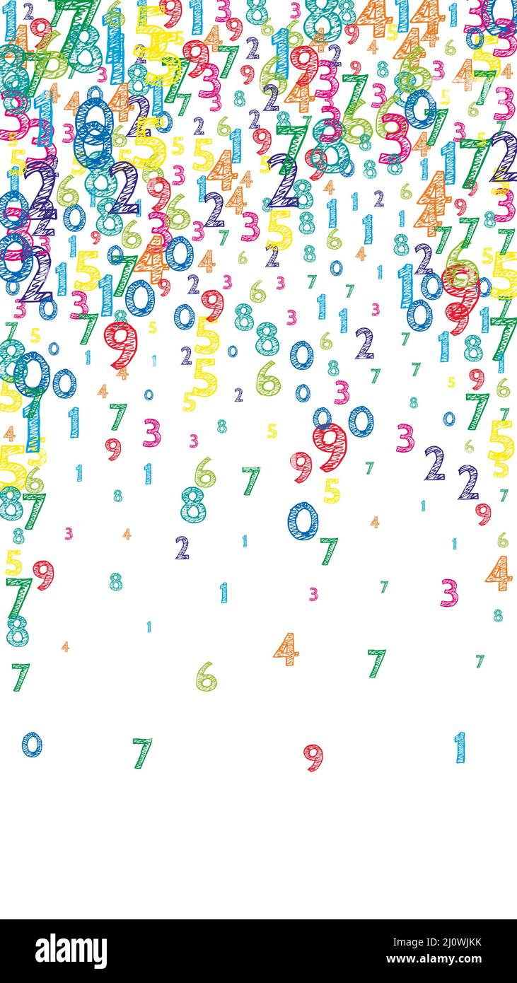 Falling colorful orderly numbers. Math study concept with flying digits ...