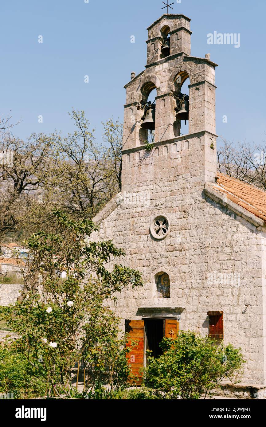 Church of St. Petka with a bell tower. Budva, Montenegro Stock Photo ...