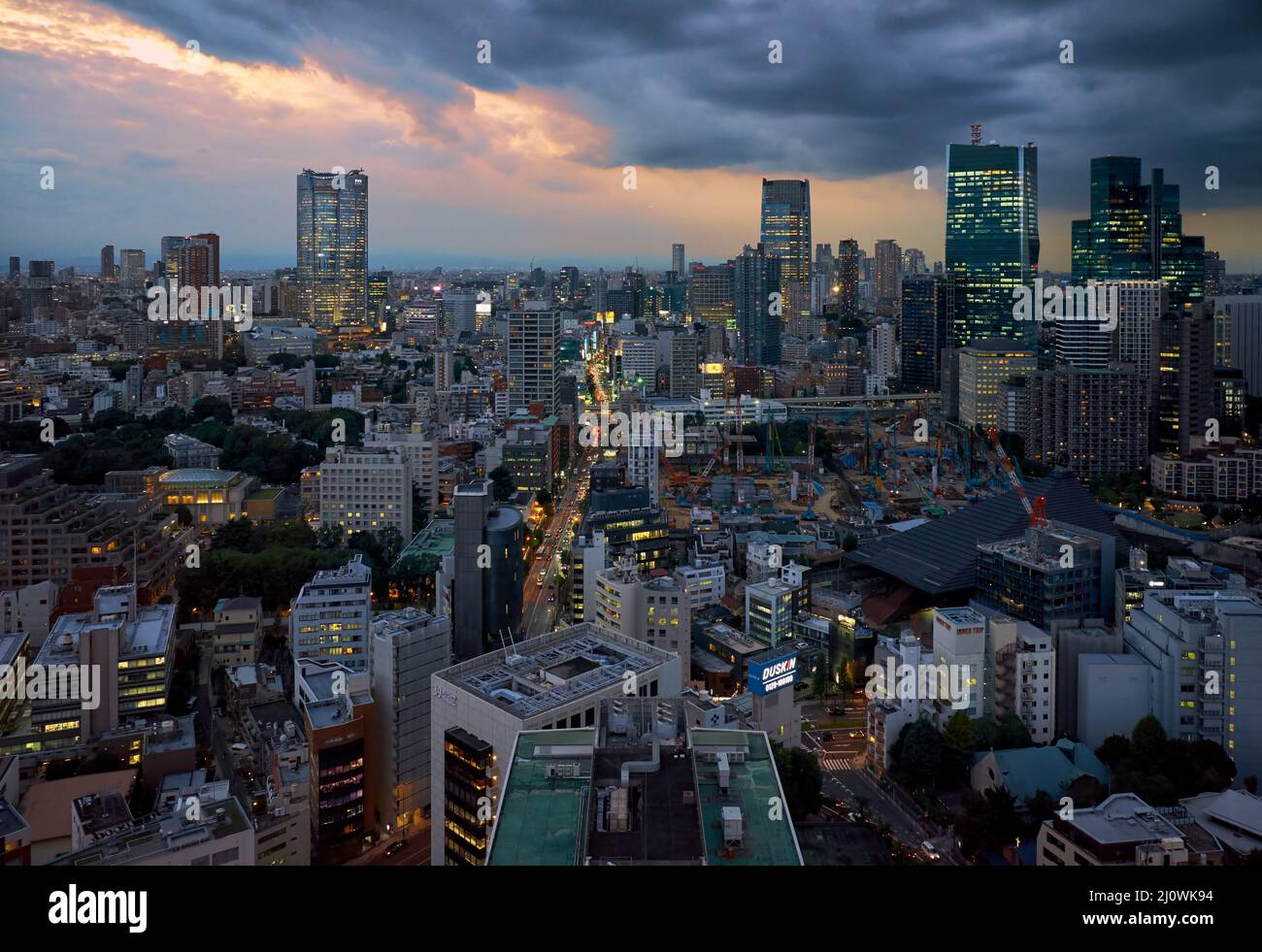 ARK Hills as seen from the Tokyo Tower at evening. Tokyo. Japan Stock ...