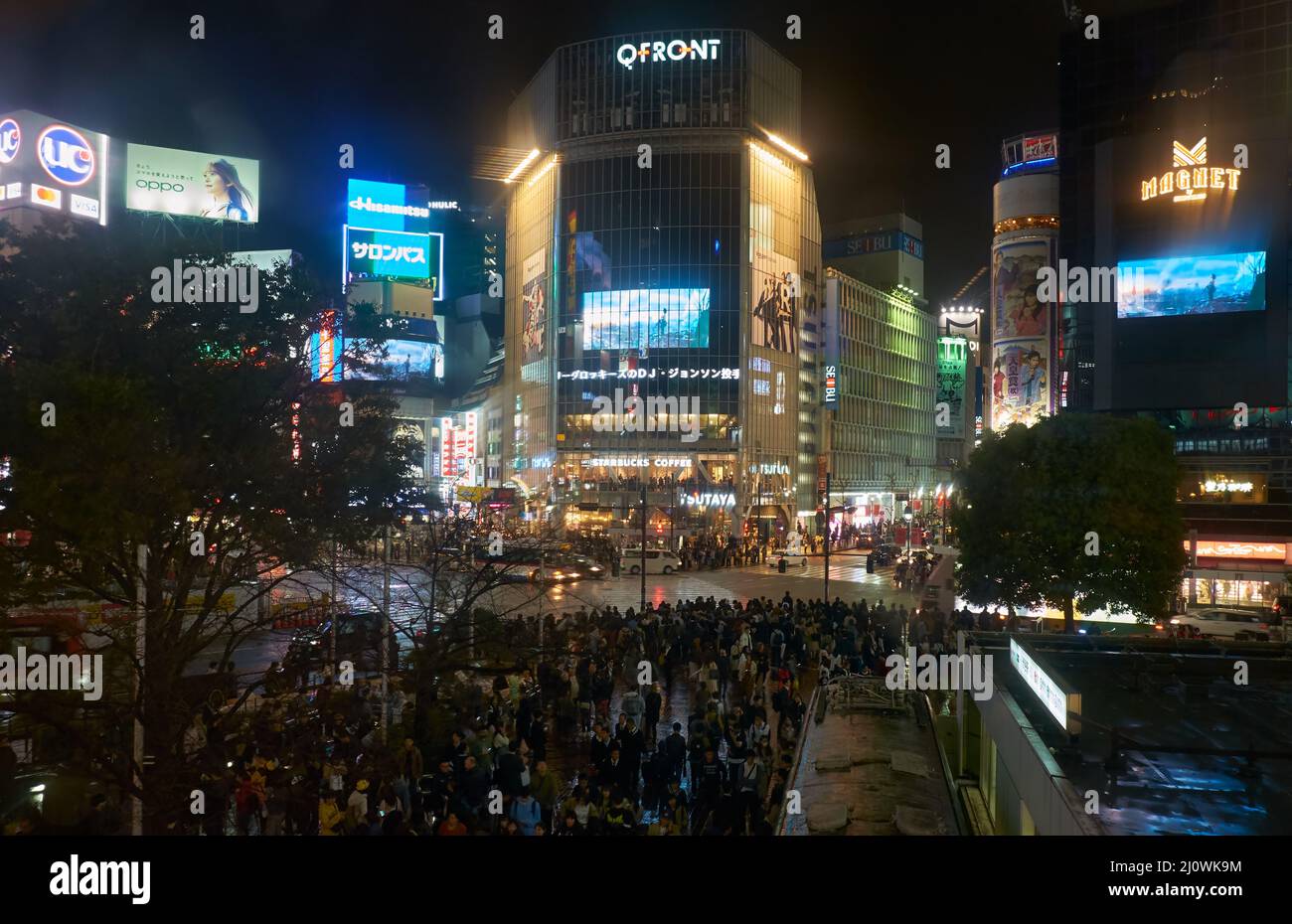 Shibuya Crossing or Shibuya Scramble Crossing at night. Tokyo. J Stock ...