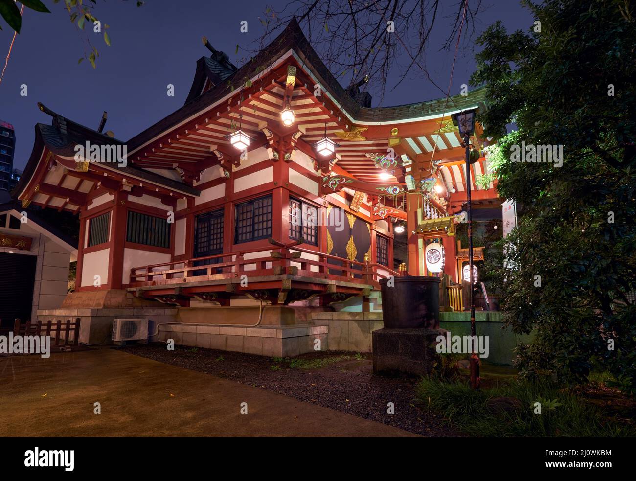 Small local shrine in Shibuya at night. Tokyo. Japan Stock Photo - Alamy