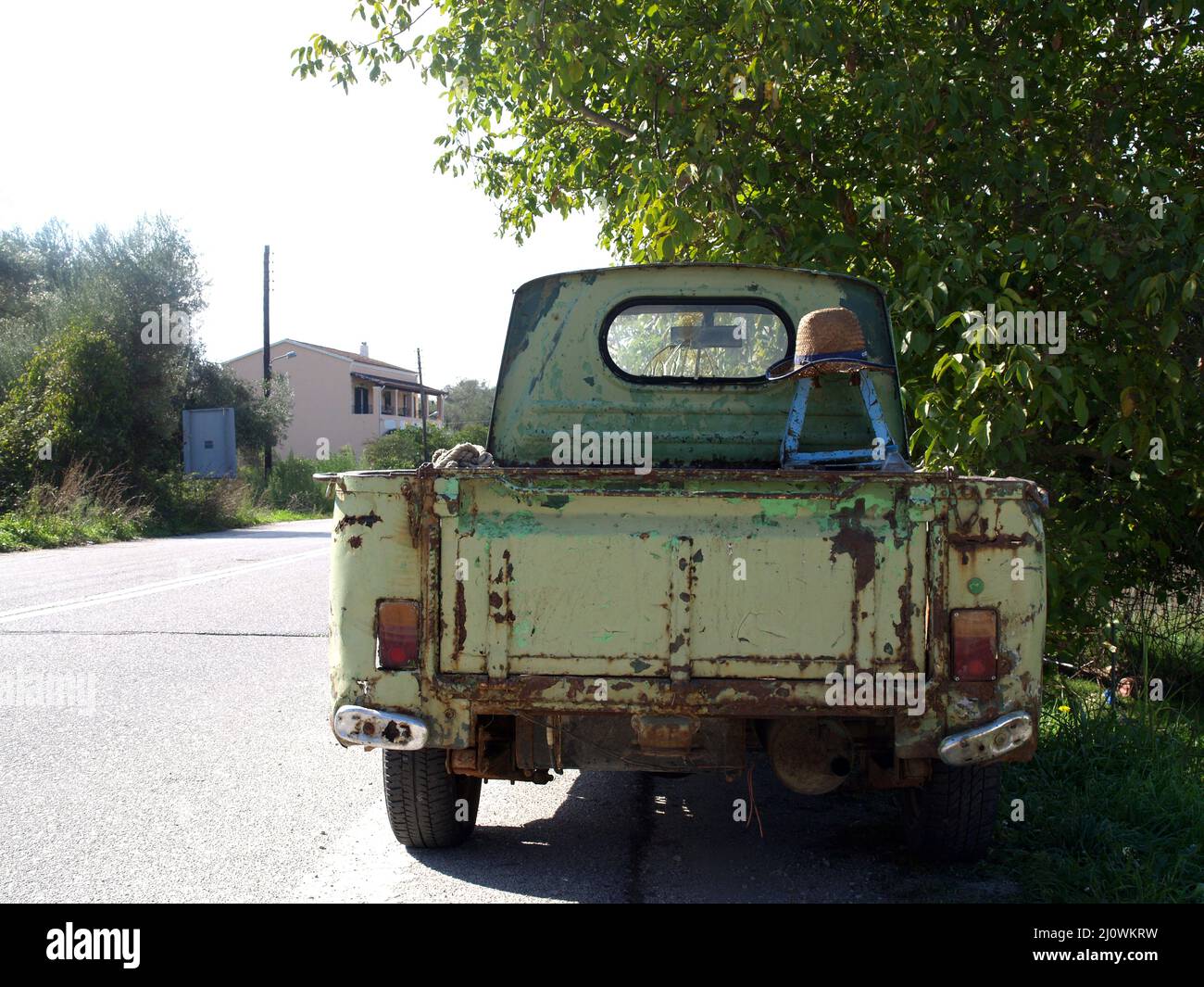 Rusty old Mazda K360 3 whhel truck still in use in Corfu Greece Stock ...