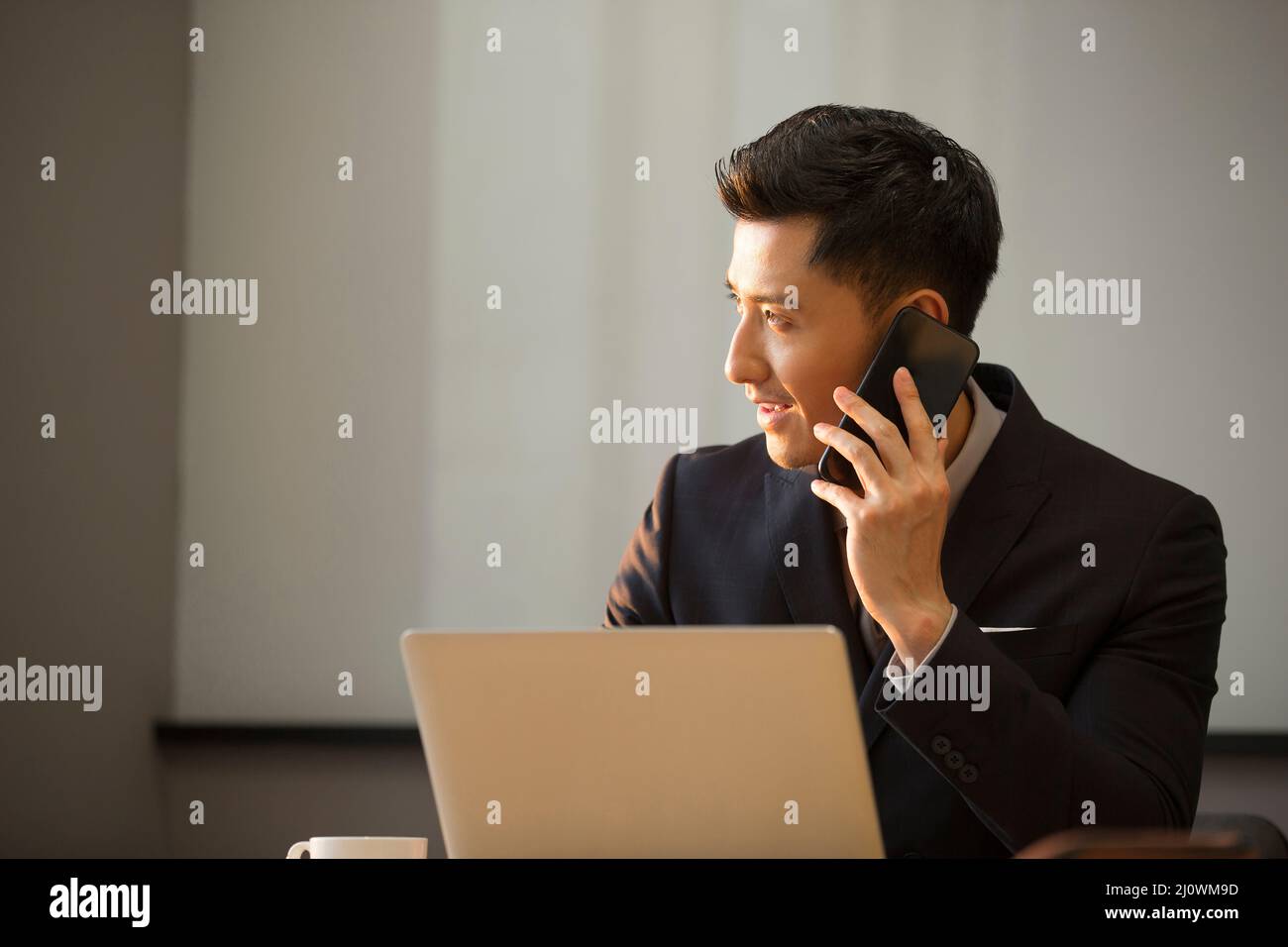 Using laptop phone business person hi-res stock photography and images - Alamy