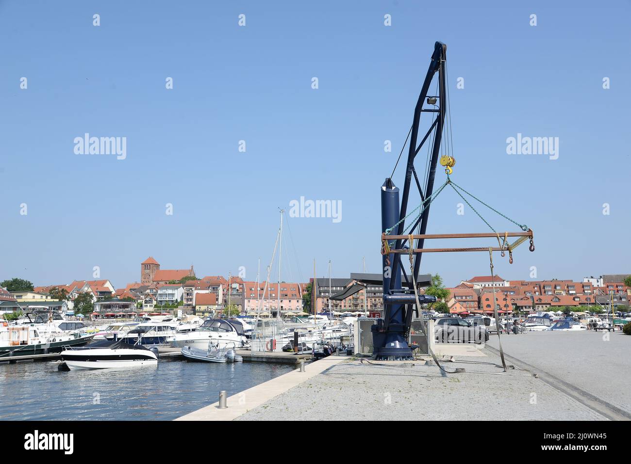 Crane at the port of Waren an der MÃ¼ritz Stock Photo - Alamy