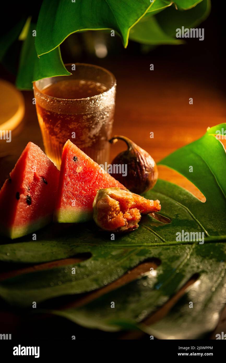 Chinese traditional herbal tea and fruit Stock Photo - Alamy