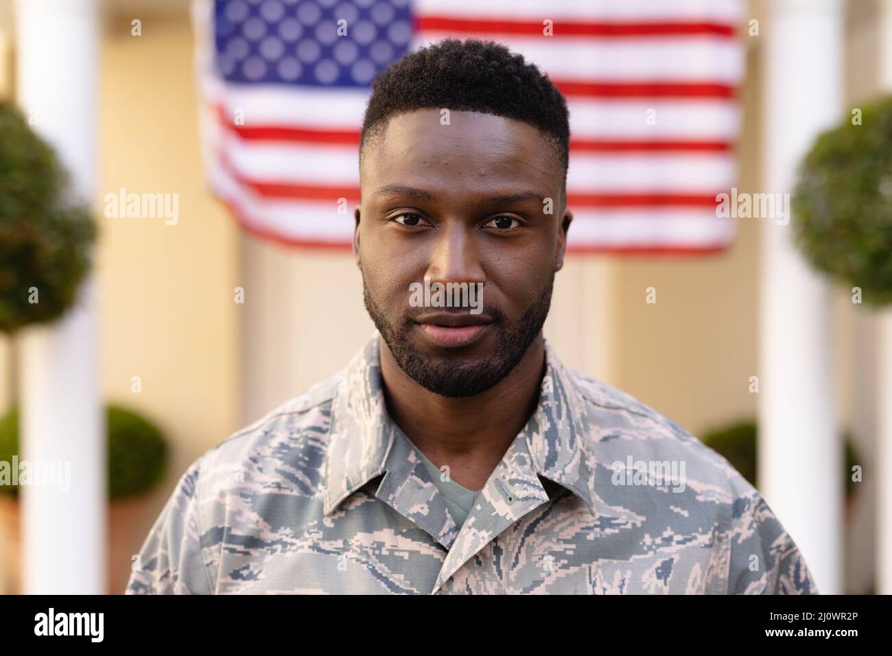 Portrait of confident male african american soldier wearing uniform ...