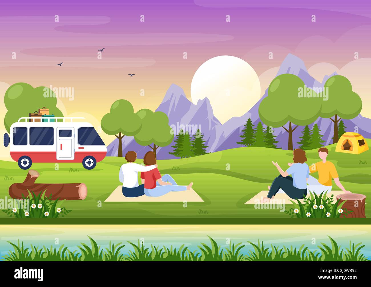 Tourist tent car on Stock Vector Images - Alamy