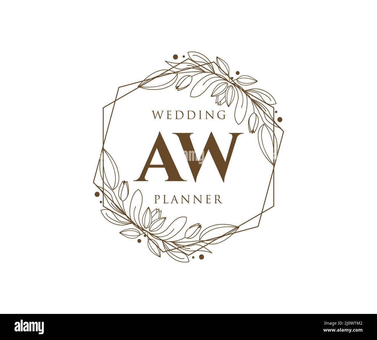 AW Initials letter Wedding monogram logos collection, hand drawn modern ...