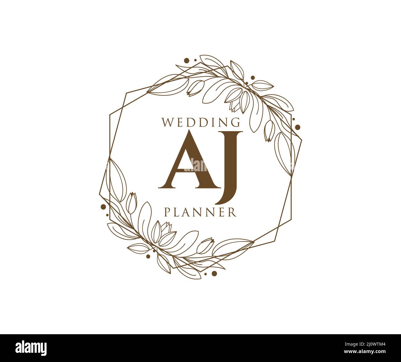 AJ Initials letter Wedding monogram logos collection, hand drawn modern ...