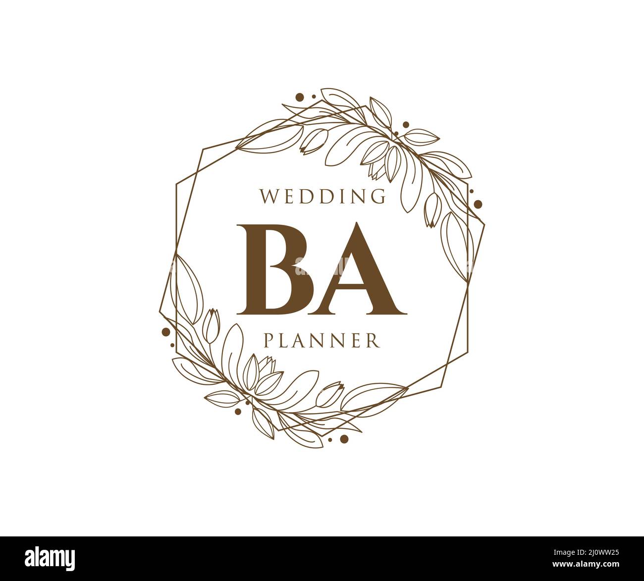 BA Initials letter Wedding monogram logos collection, hand drawn modern ...