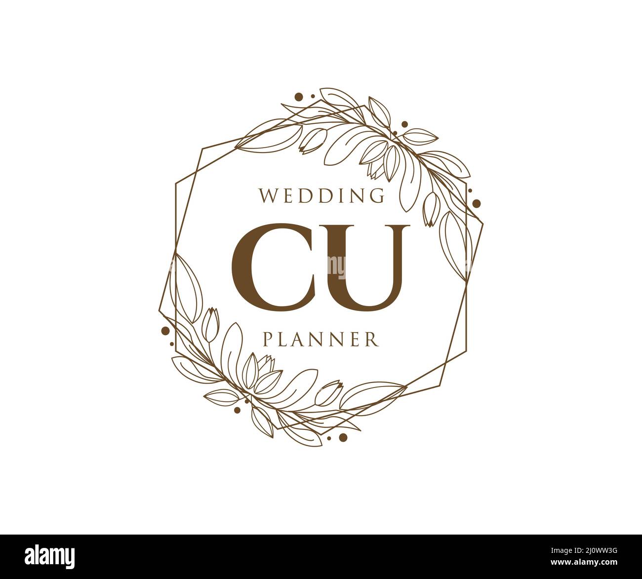 CU Initials letter Wedding monogram logos collection, hand drawn modern ...