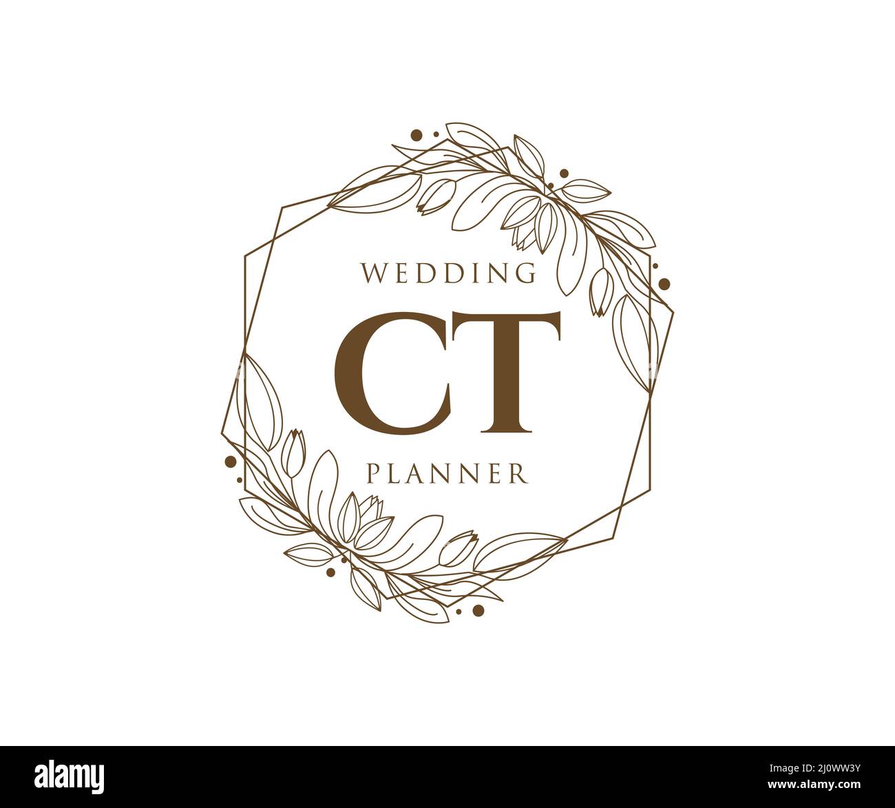 CT Initials letter Wedding monogram logos collection, hand drawn modern ...