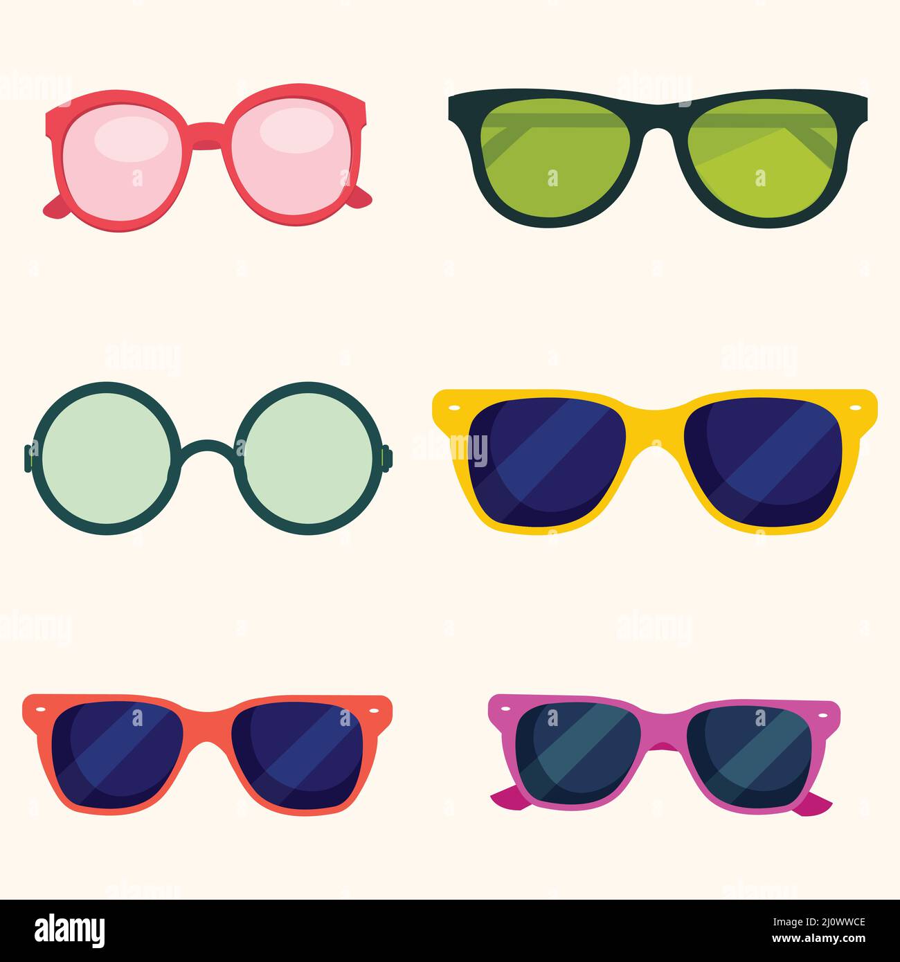 Set of colorful Eyeglass flat design Stock Vector Image & Art - Alamy