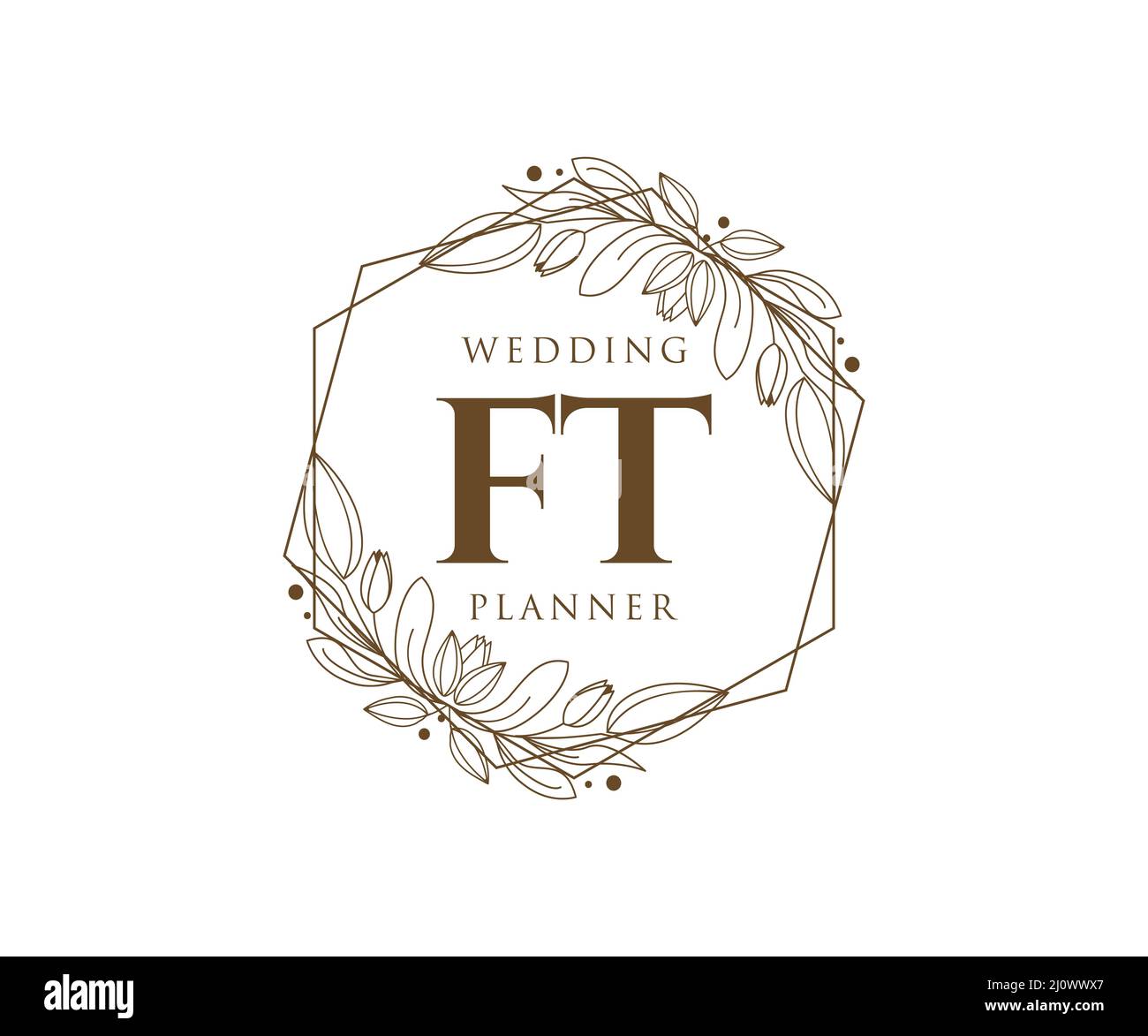 FT Initials letter Wedding monogram logos collection, hand drawn modern minimalistic and floral ...