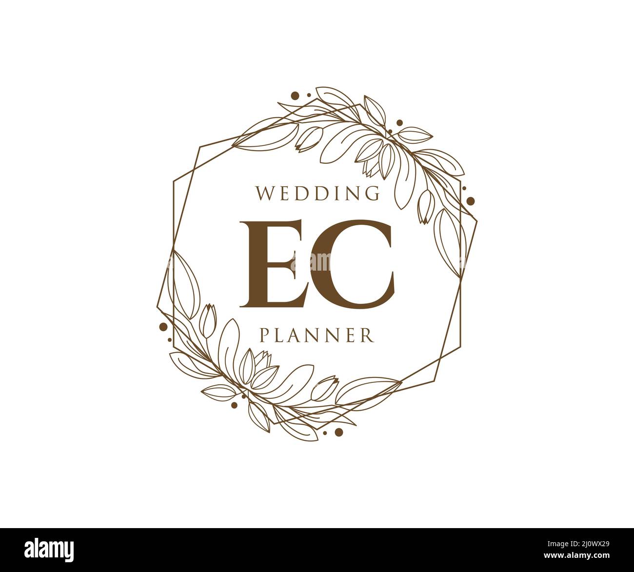 EC Initials letter Wedding monogram logos collection, hand drawn modern ...