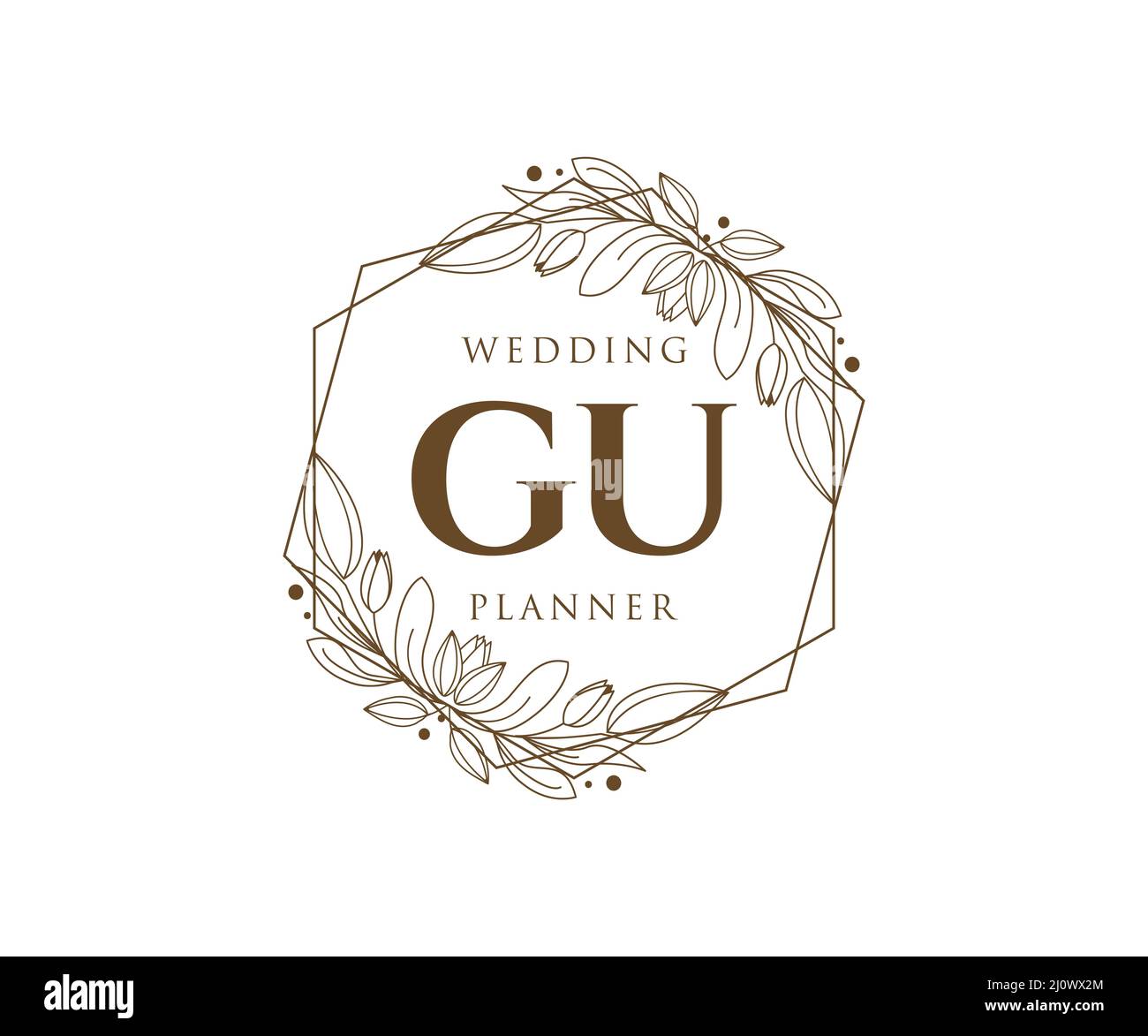 GU Initials letter Wedding monogram logos collection, hand drawn modern ...