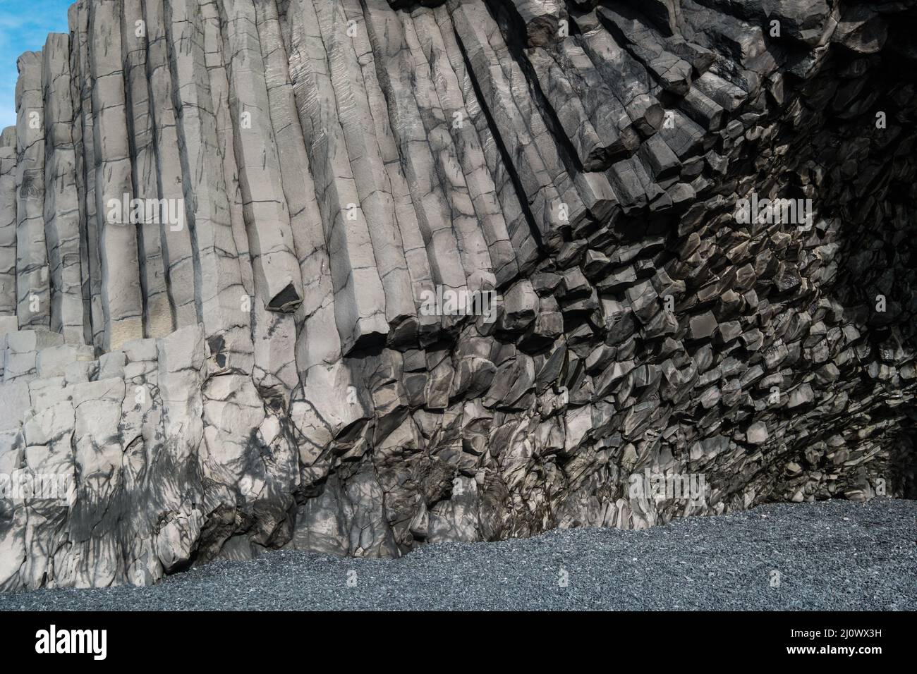 Basalt rock pillars columns at Reynisfjara beach near Vik, South ...