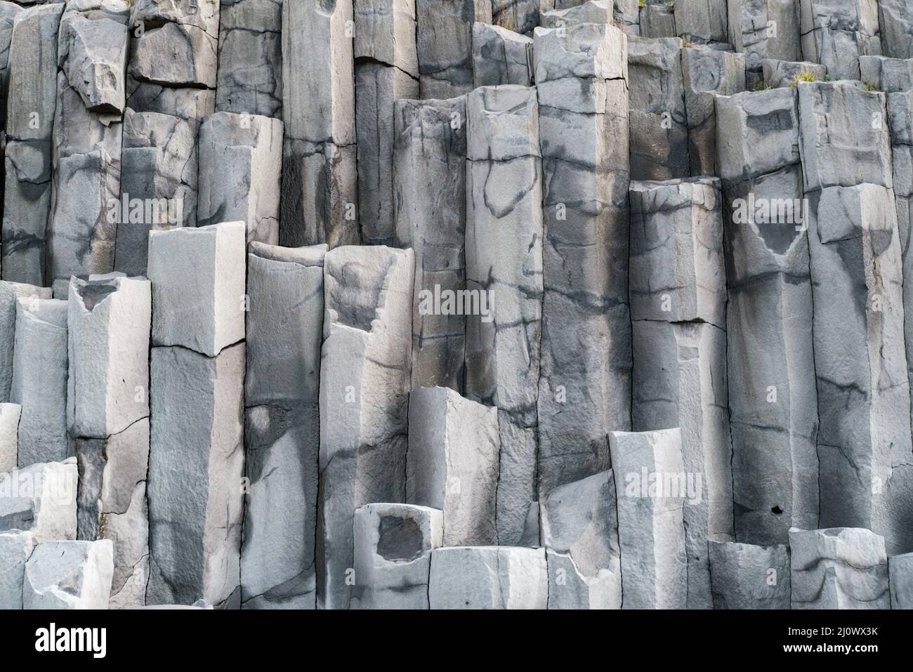 Basalt rock pillars columns at Reynisfjara beach near Vik, South ...