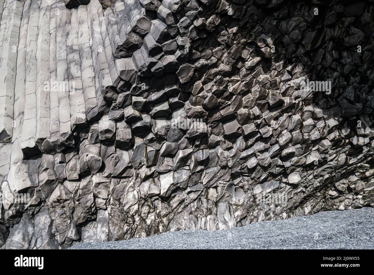 Basalt rock pillars columns at Reynisfjara beach near Vik, South ...