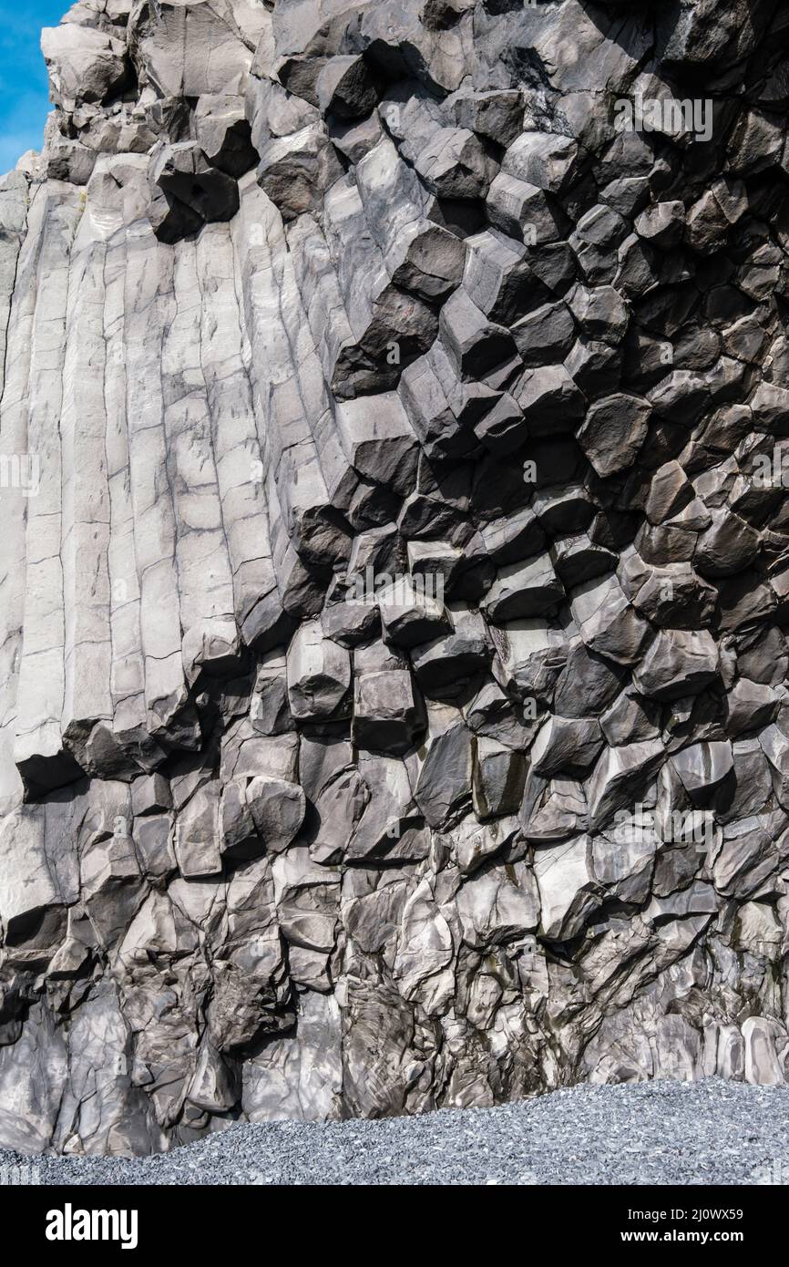 Basalt rock pillars columns at Reynisfjara beach near Vik, South ...