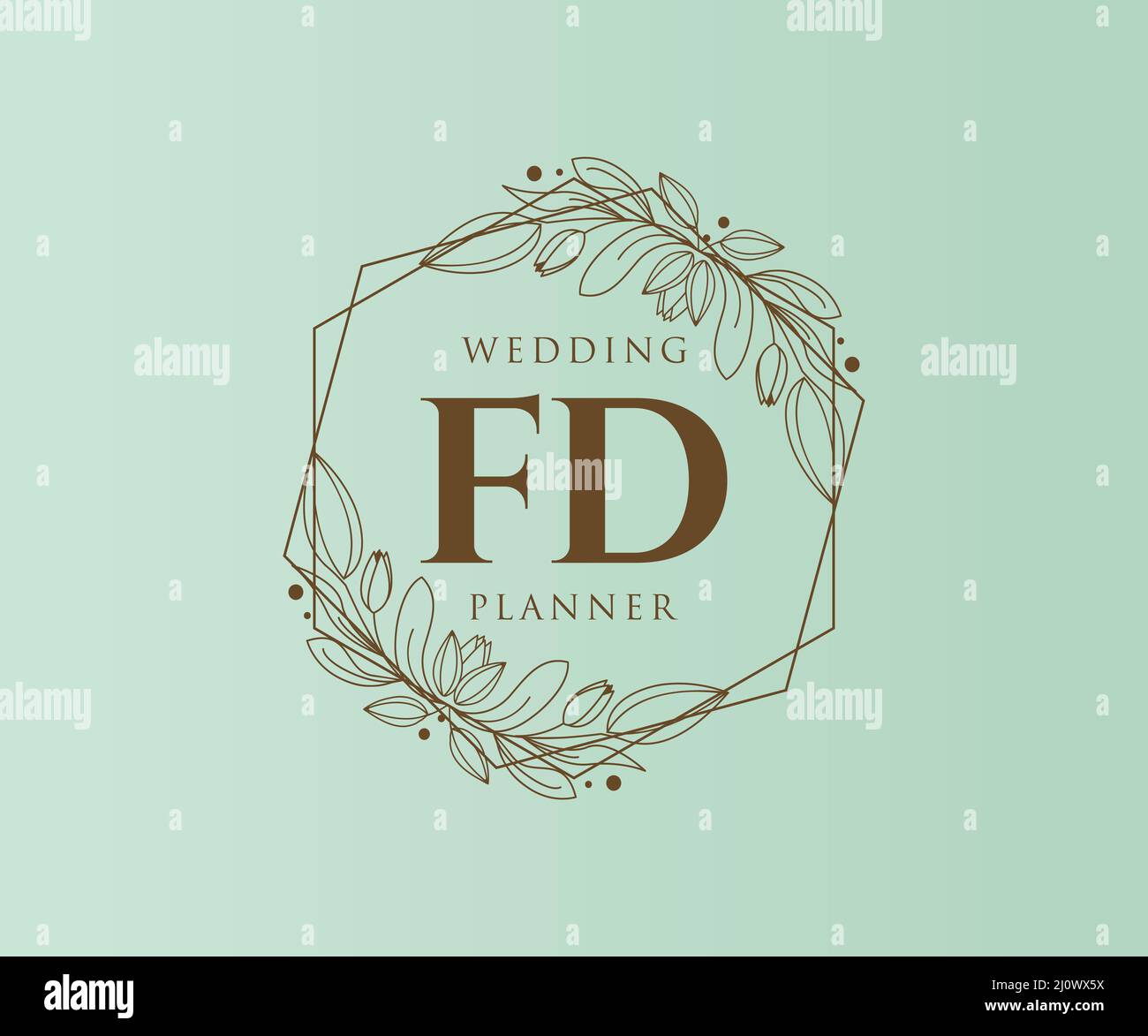 FD Initials letter Wedding monogram logos collection, hand drawn modern ...