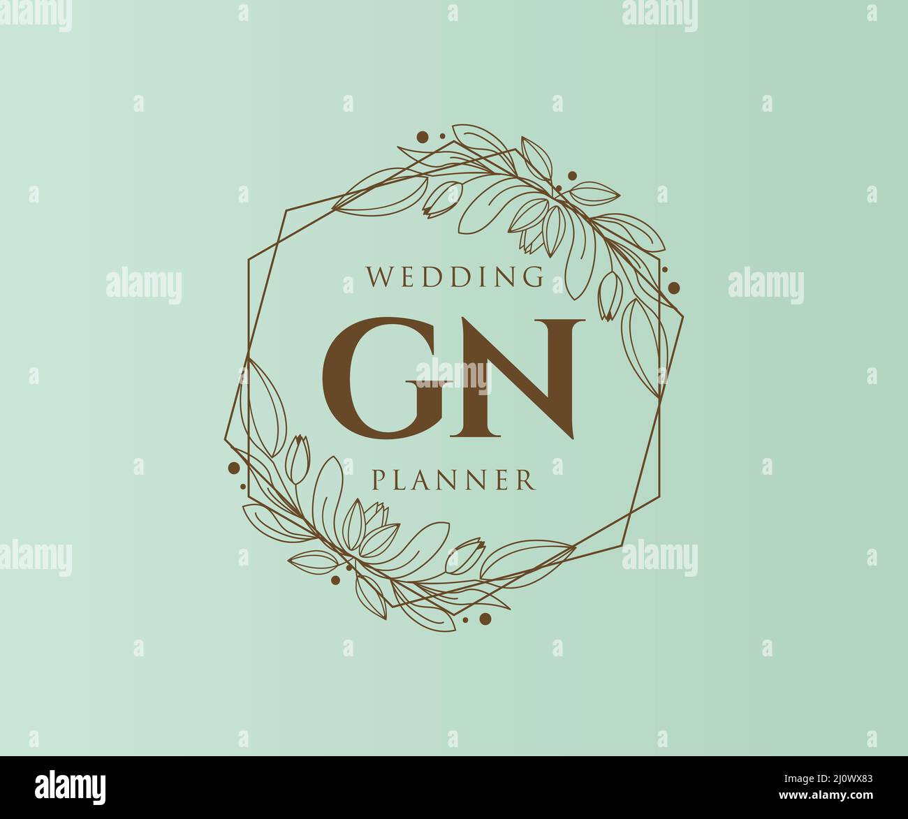 GN Initials letter Wedding monogram logos collection, hand drawn modern ...