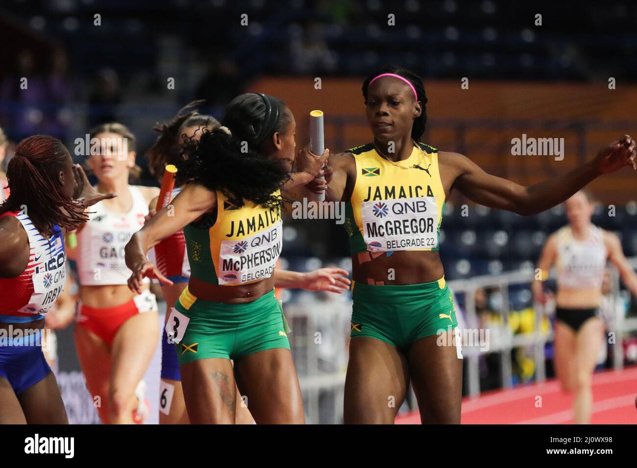 Belgrade, Serbia. 20th Mar, 2022. Roneisha McGregor (R) of Jamaica ...