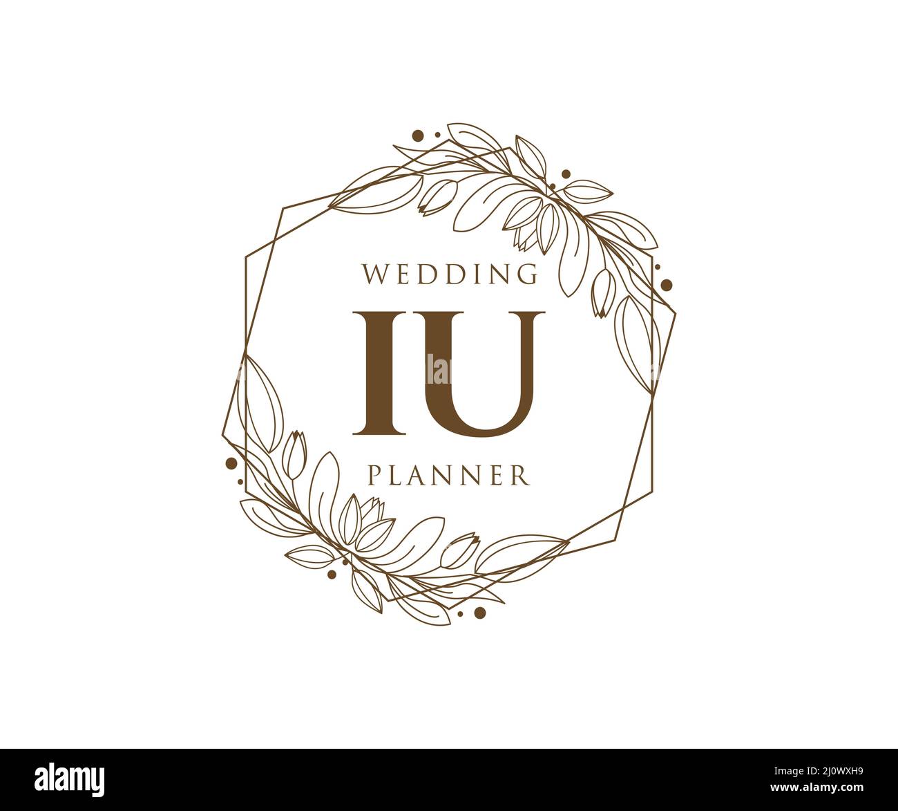IU Initials letter Wedding monogram logos collection, hand drawn modern ...