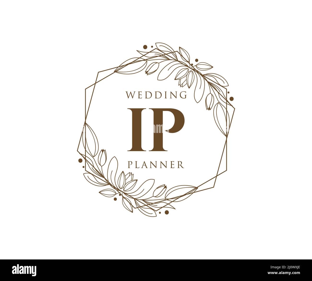 IP Initials letter Wedding monogram logos collection, hand drawn modern ...