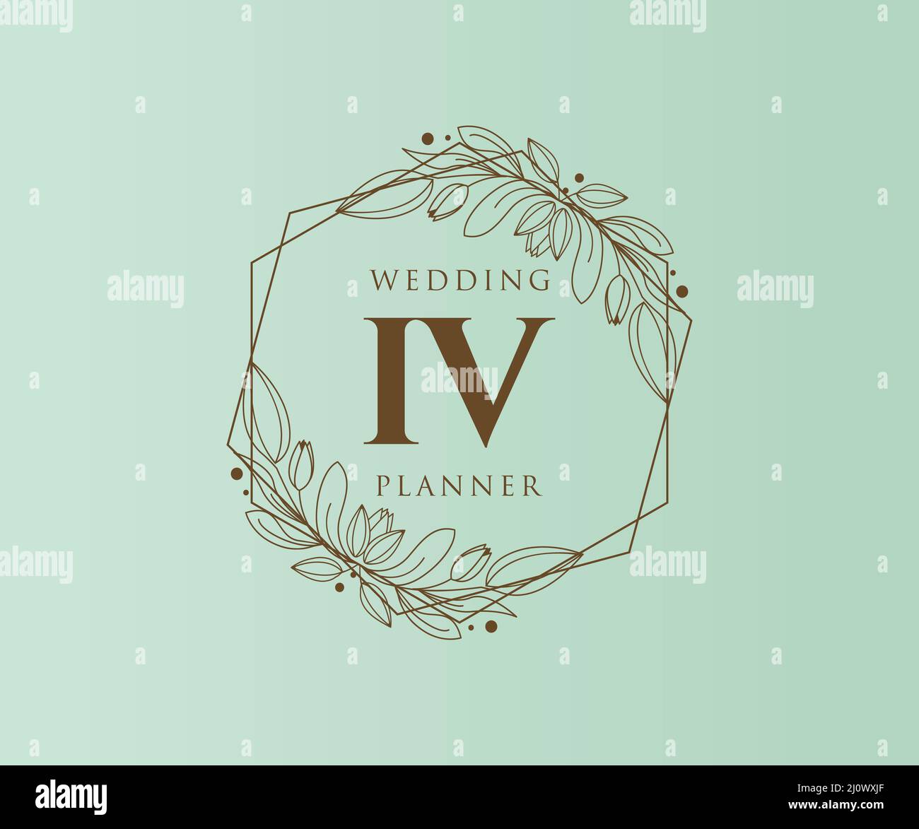 IV Initials letter Wedding monogram logos collection, hand drawn modern ...