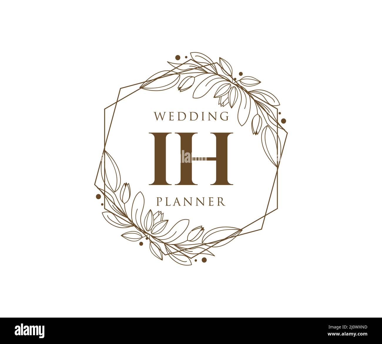 IH Initials letter Wedding monogram logos collection, hand drawn modern ...