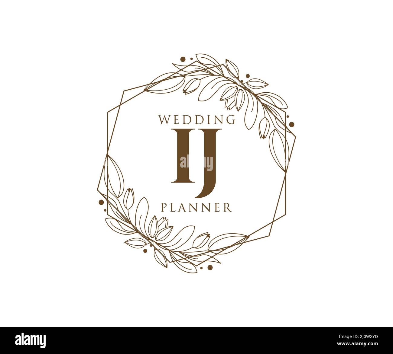 IJ Initials letter Wedding monogram logos collection, hand drawn modern ...