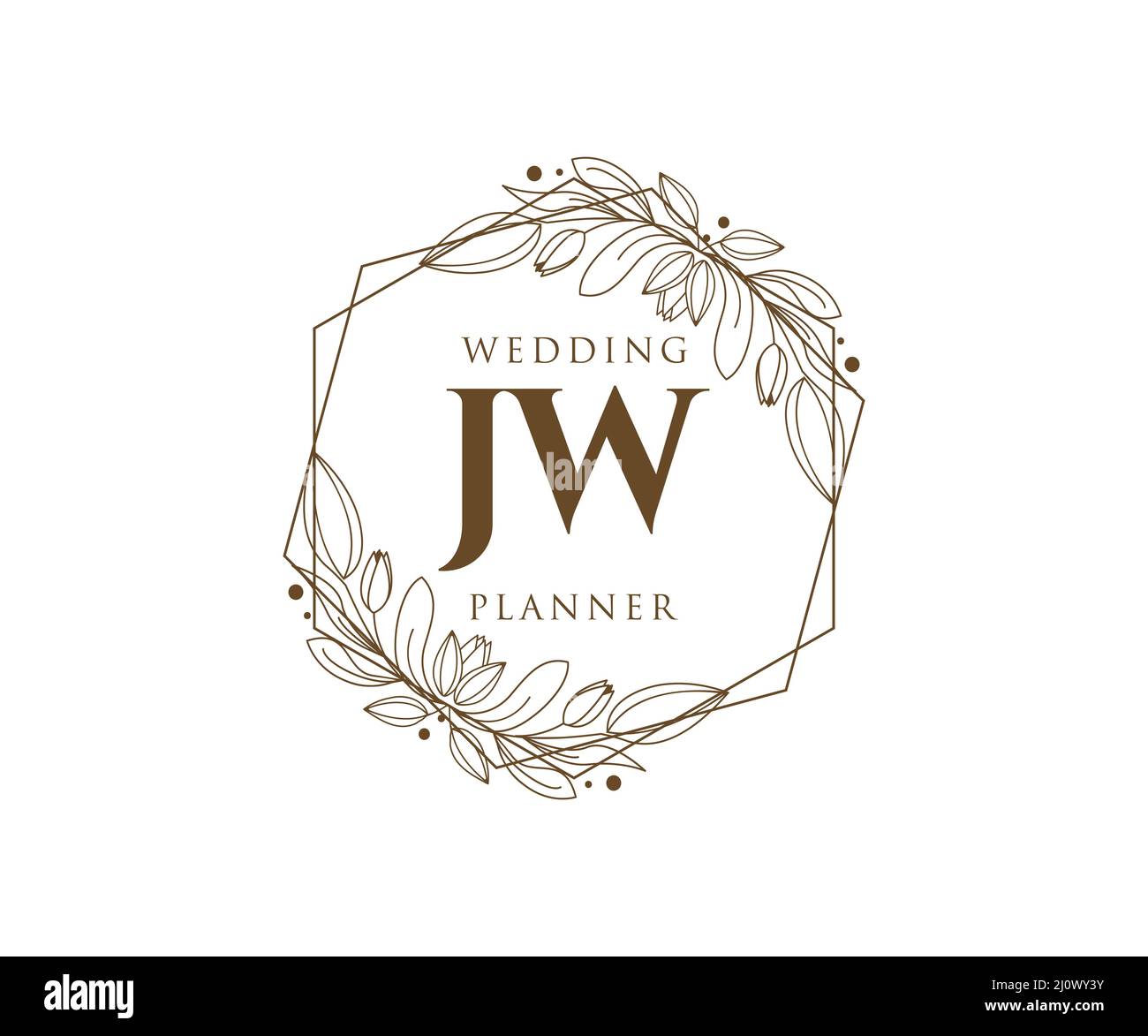 JW Initials letter Wedding monogram logos collection, hand drawn modern ...
