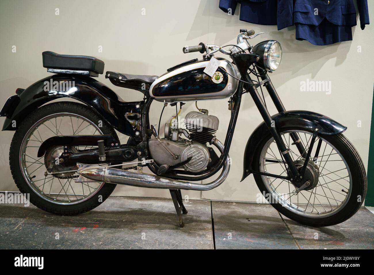 A vintage second-hand motorcycle second-hand displayed at the ANTIK ...